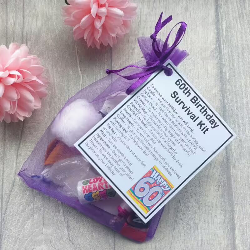 60th Birthday Survival Kit GIft - An excellent alternative to a card