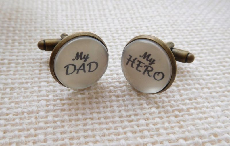 Silver Effect My DAD, My HERO cufflinks - Great Birthday, Father's Day ...